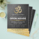 Modern White Gold OM Symbol YOGA Studio Open House Flyer | Zazzle