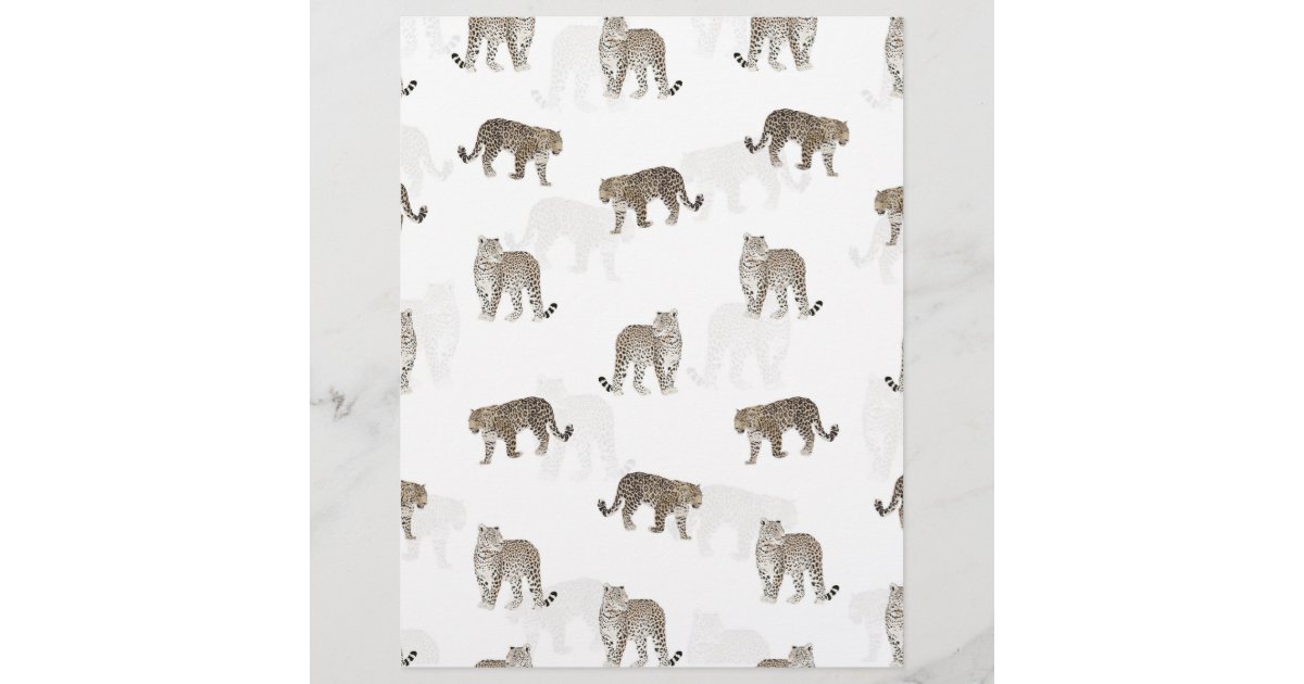 Modern White Golden Leopard Jungle Animals Letterhead | Zazzle