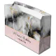 Modern White Gray Marble with Gold Ribbon Birthday Large Gift Bag | Zazzle