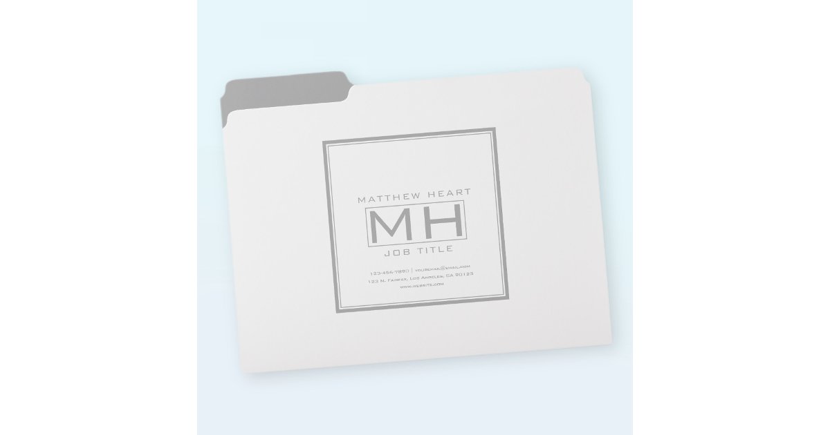 Modern White & Grey Professional Business File Folder | Zazzle