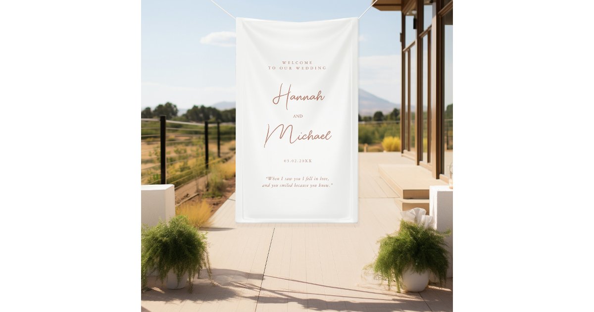 Modern, White, Handwriting Font, Wedding Welcome Banner | Zazzle