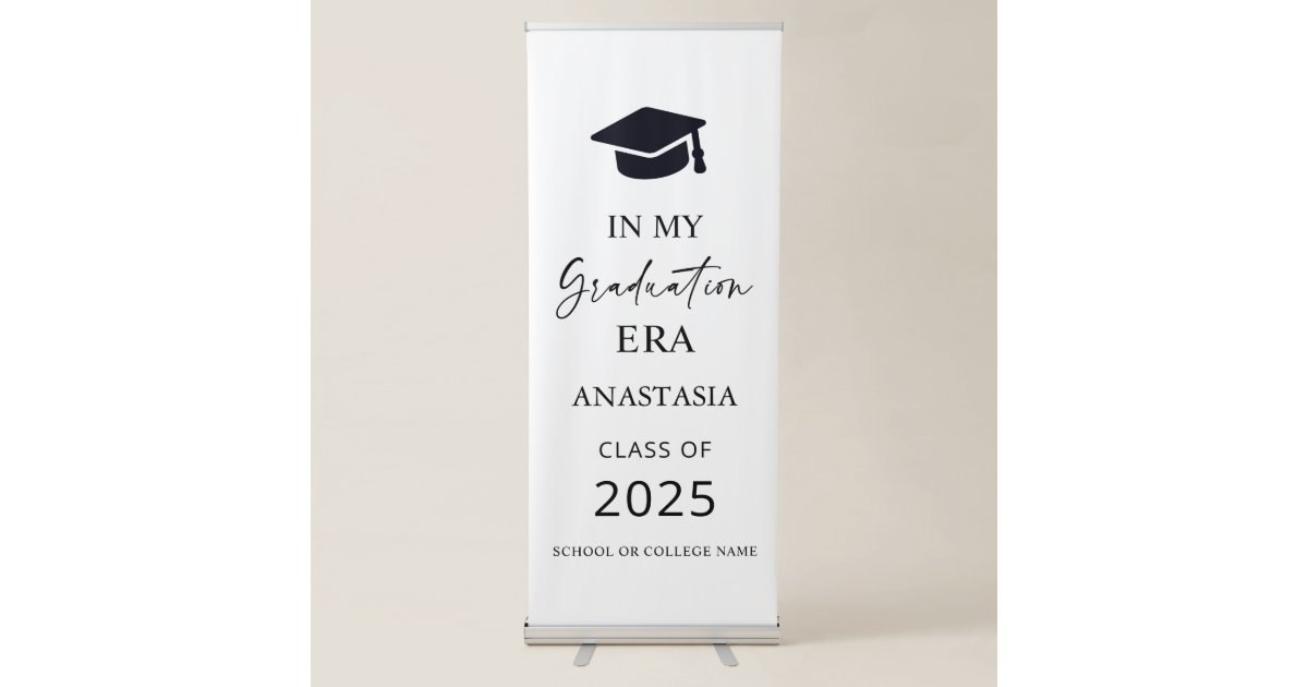 Modern White In my graduation era Retractable Banner | Zazzle