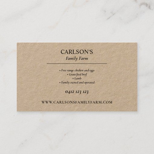 Modern White Kraft Family Cattle Farm Business Card | Zazzle