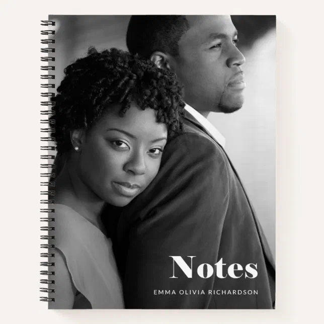 Modern White Lettering with your Photo | Notes Notebook | Zazzle