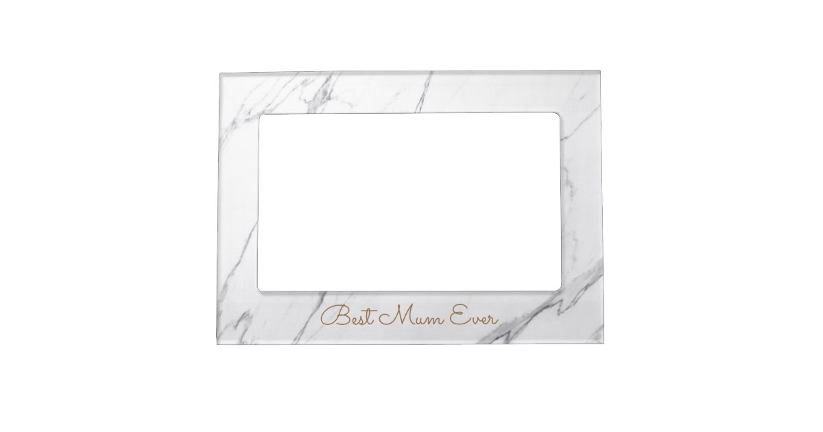 Modern White Marble Best Mom Ever Magnetic Frame | Zazzle