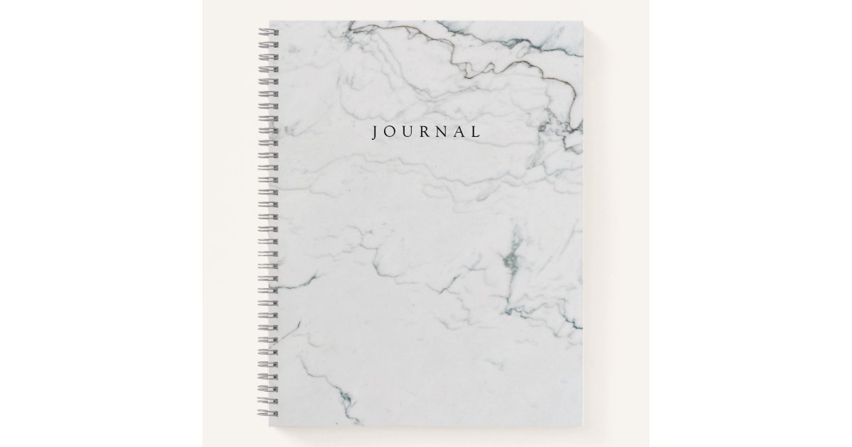 Modern White Marble Cover Monogrammed Journal | Zazzle