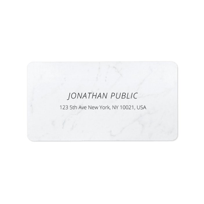 Modern White Marble Creative Minimalist Template Label | Zazzle.com