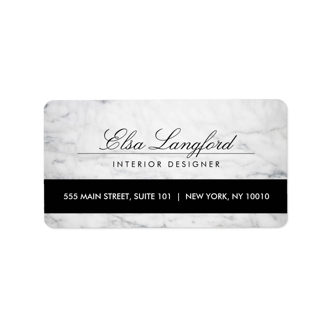 Modern White Marble Luxury Designer Address Label | Zazzle