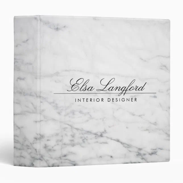 Modern White Marble Luxury Designer Binder | Zazzle