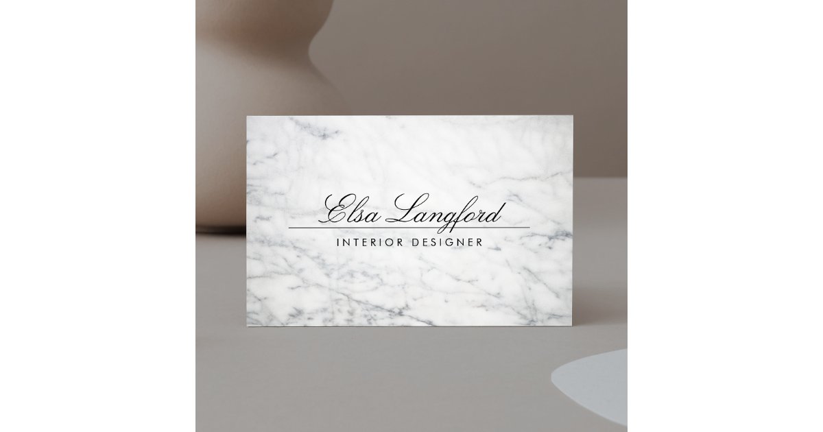 Modern White Marble Luxury Designer Business Card | Zazzle