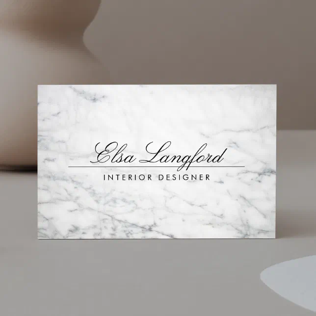 Modern White Marble Luxury Designer Business Card | Zazzle