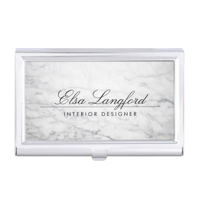 Modern White Marble Luxury Designer Card Case | Zazzle