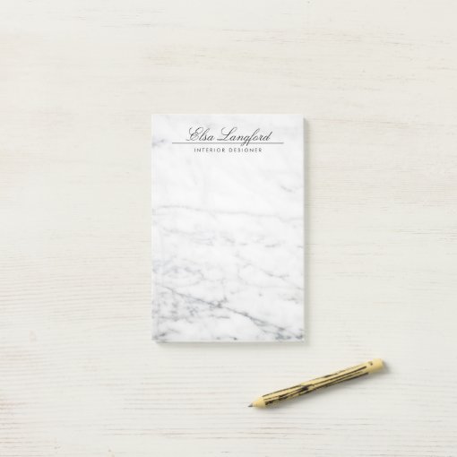 Modern White Marble Luxury Designer Post-it Notes | Zazzle