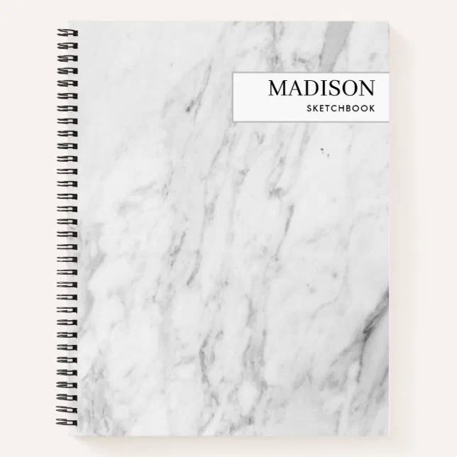 Modern White Marble Minimalist Sketchbook Notebook | Zazzle
