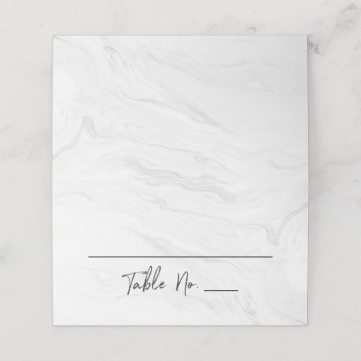 Modern White Marble Script | Wedding Place Card | Zazzle