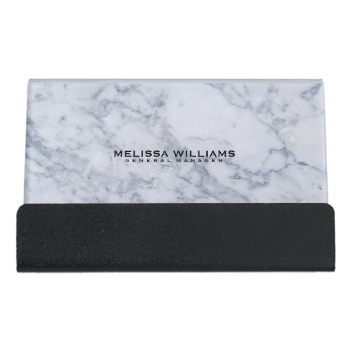 Modern White Marble Stone Texture Desk Business Card Holder | Zazzle