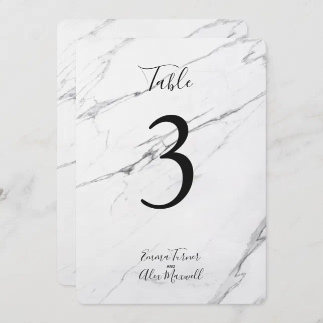 Modern White Marble | Table number cards | Zazzle