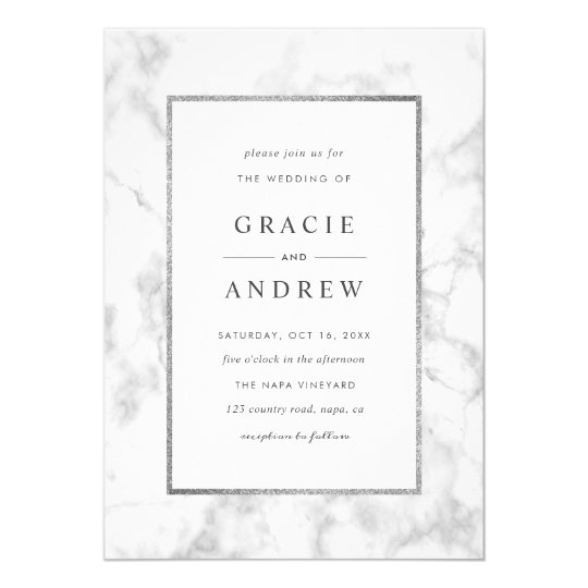 Modern White Marble Wedding Invitation | Zazzle.com