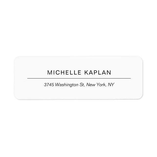 Modern White Minimalist Plain Professional Unique Label | Zazzle