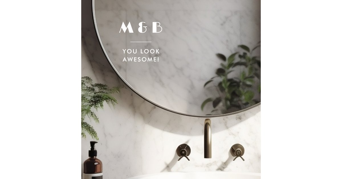 Modern White Monogram Wedding Bathroom Mirror Window Cling | Zazzle