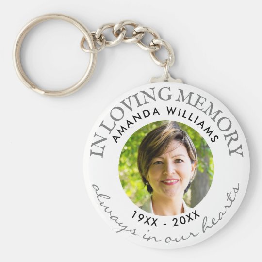 Modern White Photo Memorial in Loving Memory Keychain | Zazzle.com