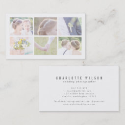 Modern White Photographer Multiple Photo Business Card | Zazzle