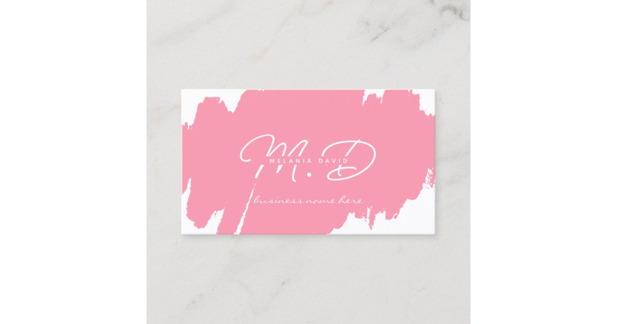 Modern White Pink Custom Monogram QR Code Minimal Calling Card | Zazzle