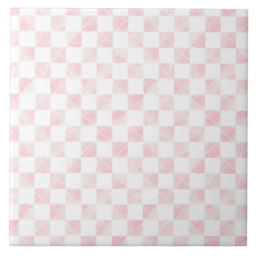 Modern White Pink Squares checkerboard Ceramic Tile | Zazzle