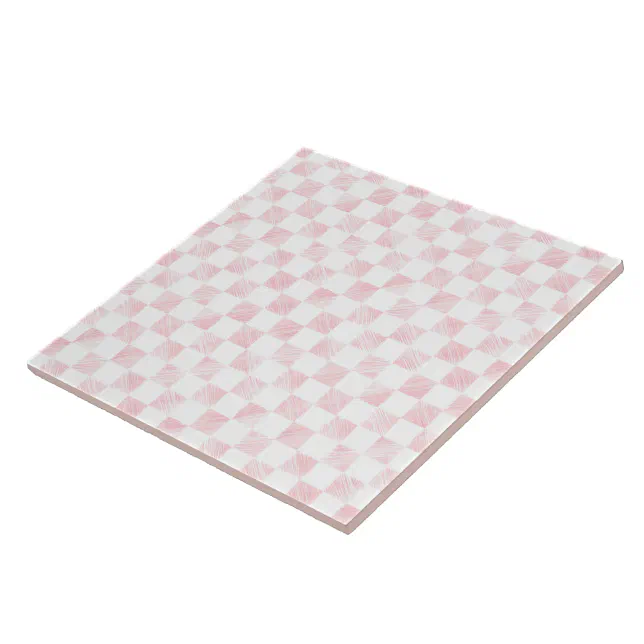 Modern White Pink Squares checkerboard Ceramic Tile | Zazzle