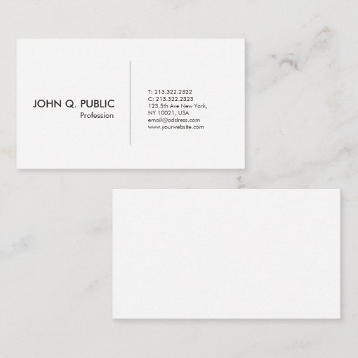 Modern White Professional Simple Elegant Business Card | Zazzle