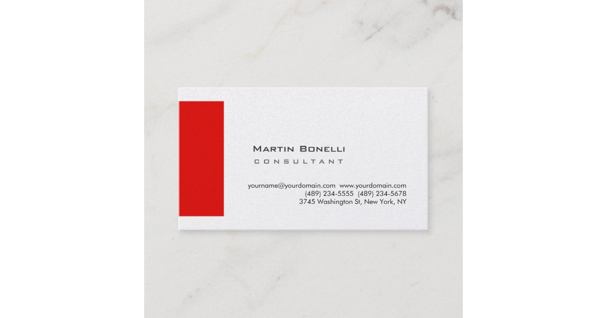 Modern White Red Simple Business Card | Zazzle