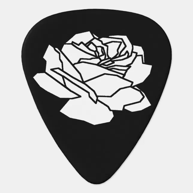 modern white rose guitar pick | Zazzle