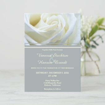 Modern White Rose Wedding Invitation | Zazzle