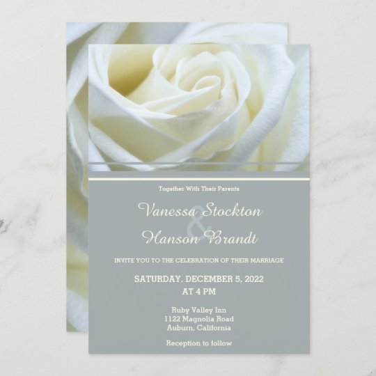 Modern White Rose Wedding Invitation | Zazzle.com