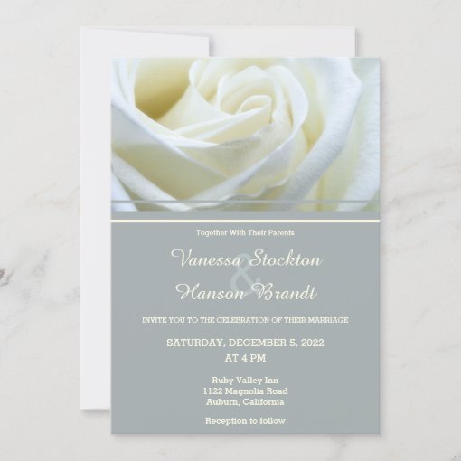 Modern White Rose Wedding Invitation | Zazzle