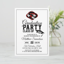 Modern White School GRADUATION Party | add LOGO Invitation | Zazzle