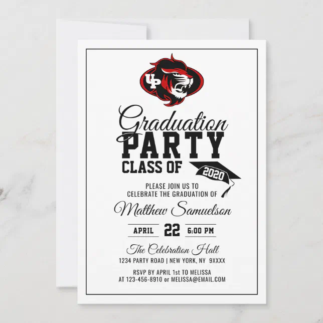 Modern White School GRADUATION Party | add LOGO Invitation | Zazzle