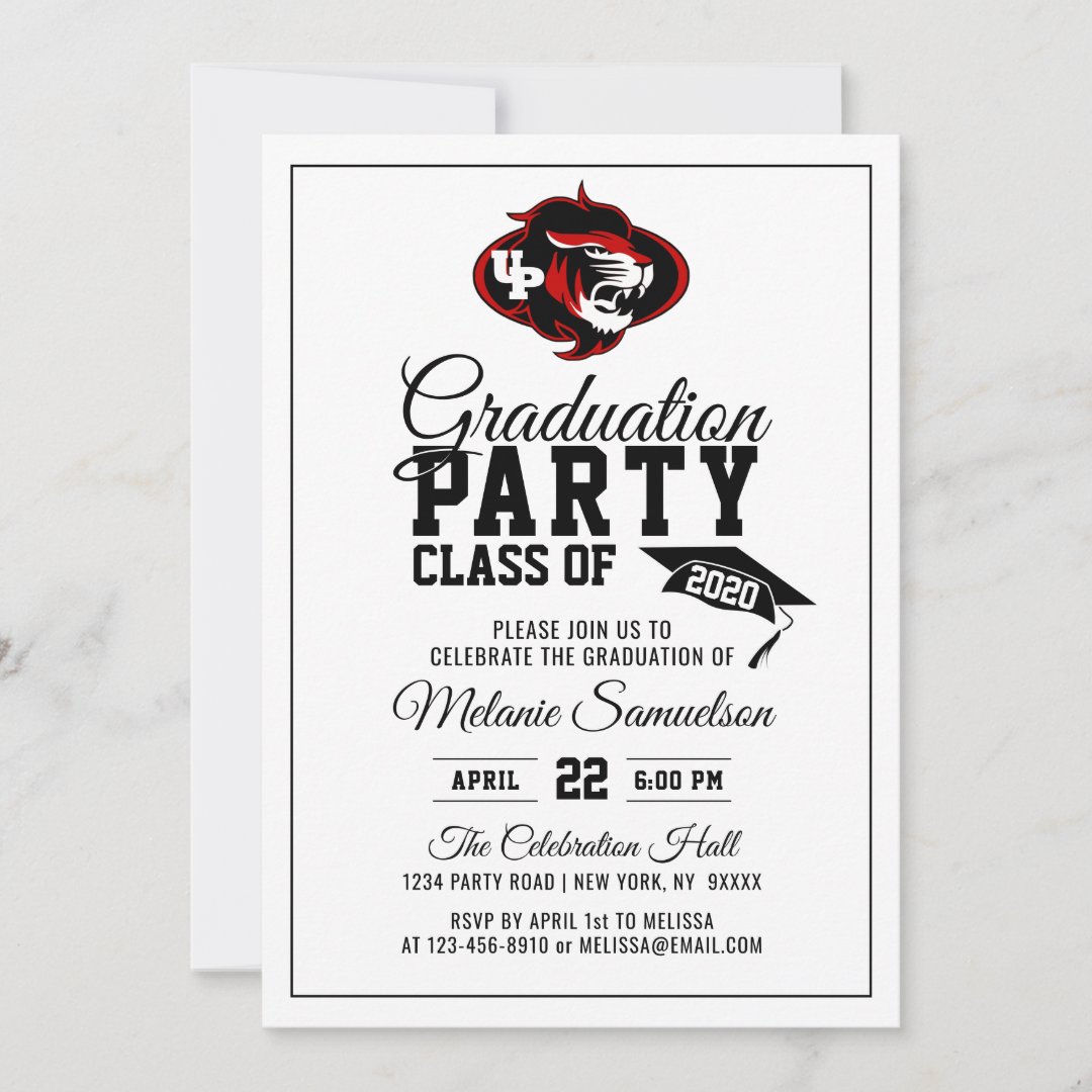 Modern White School GRADUATION Party PHOTO + LOGO Invitation | Zazzle