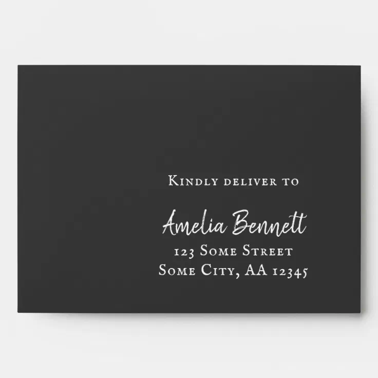 Modern White Script A7 Return Address Wedding Envelope | Zazzle