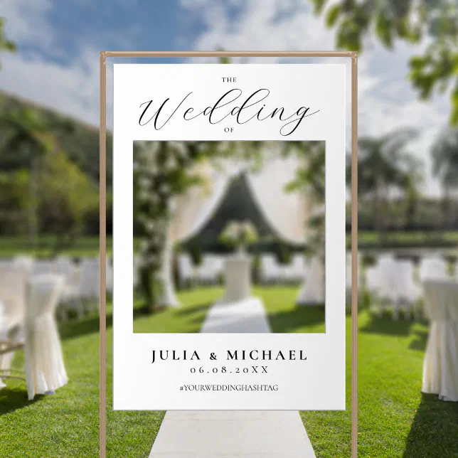 Modern White Selfie Photo Frame Wedding Sign | Zazzle