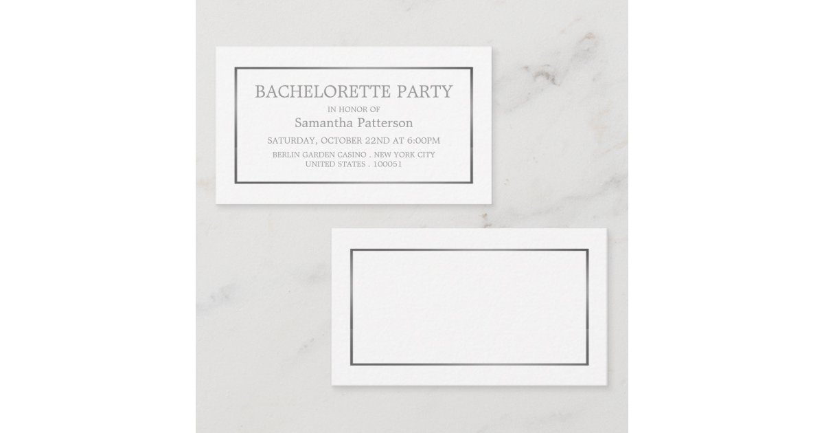 Modern White & Silver Bachelorette Party Ticket | Zazzle