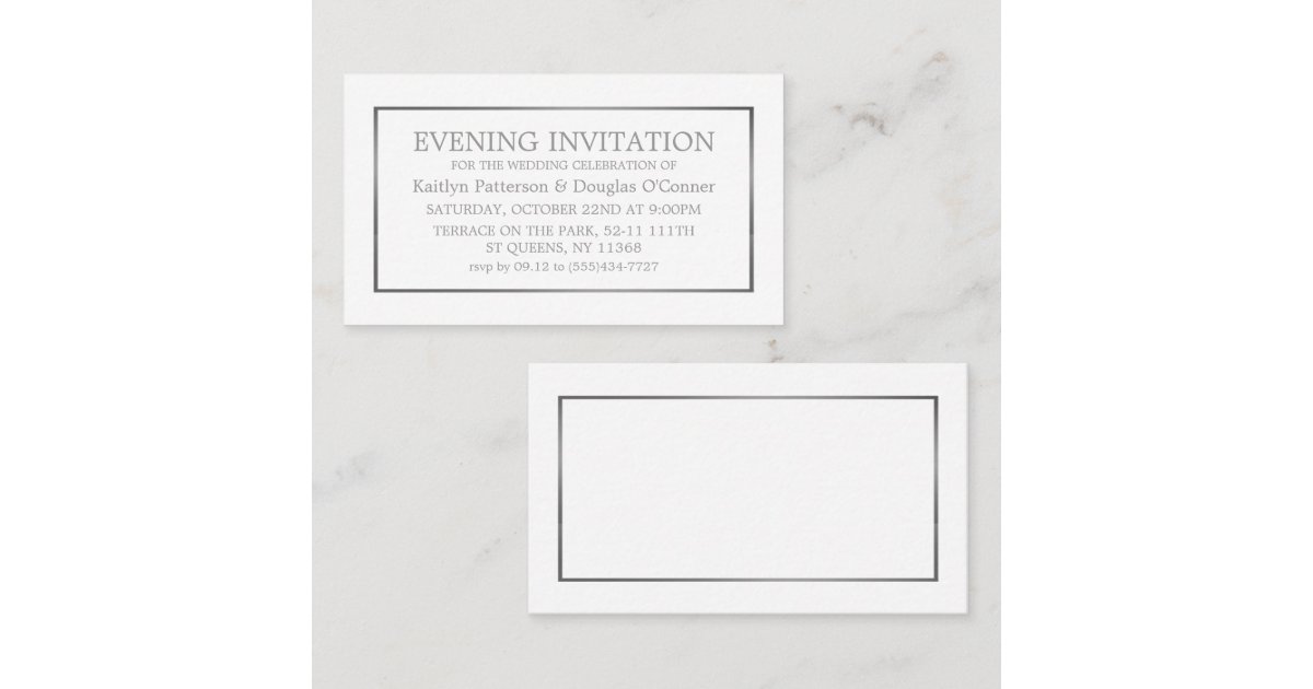Modern White & Silver Evening Event Ticket Invite | Zazzle