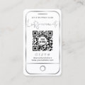 Modern White & Silver QR Code Social Media Business Card | Zazzle