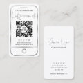Modern White & Silver QR Code Social Media Business Card | Zazzle