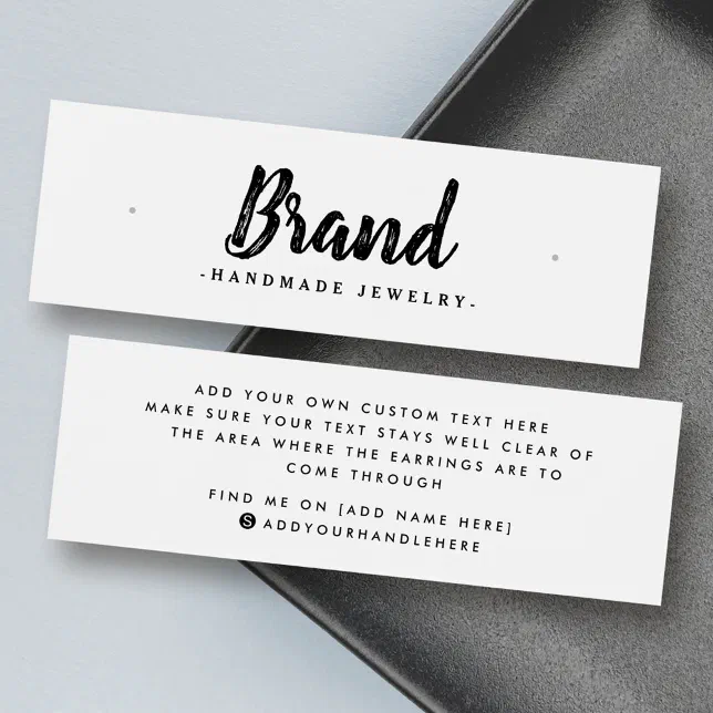 Modern white stud earring display card | Zazzle