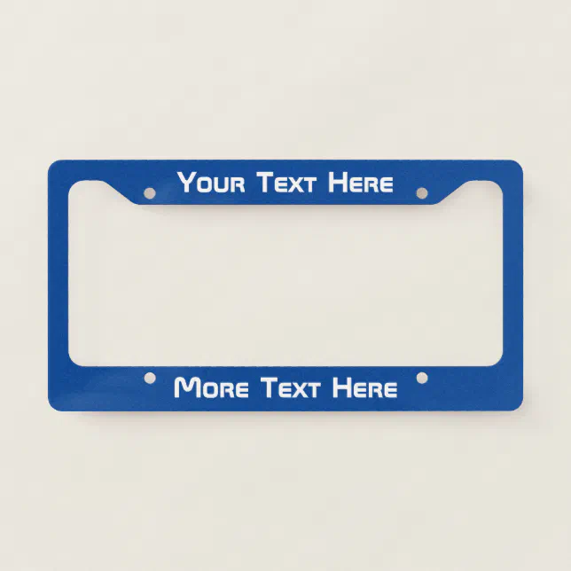 Modern White Text on Dark Blue License Plate Frame | Zazzle