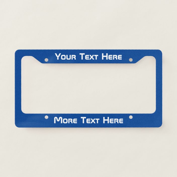 Modern White Text on Dark Blue License Plate Frame | Zazzle.com