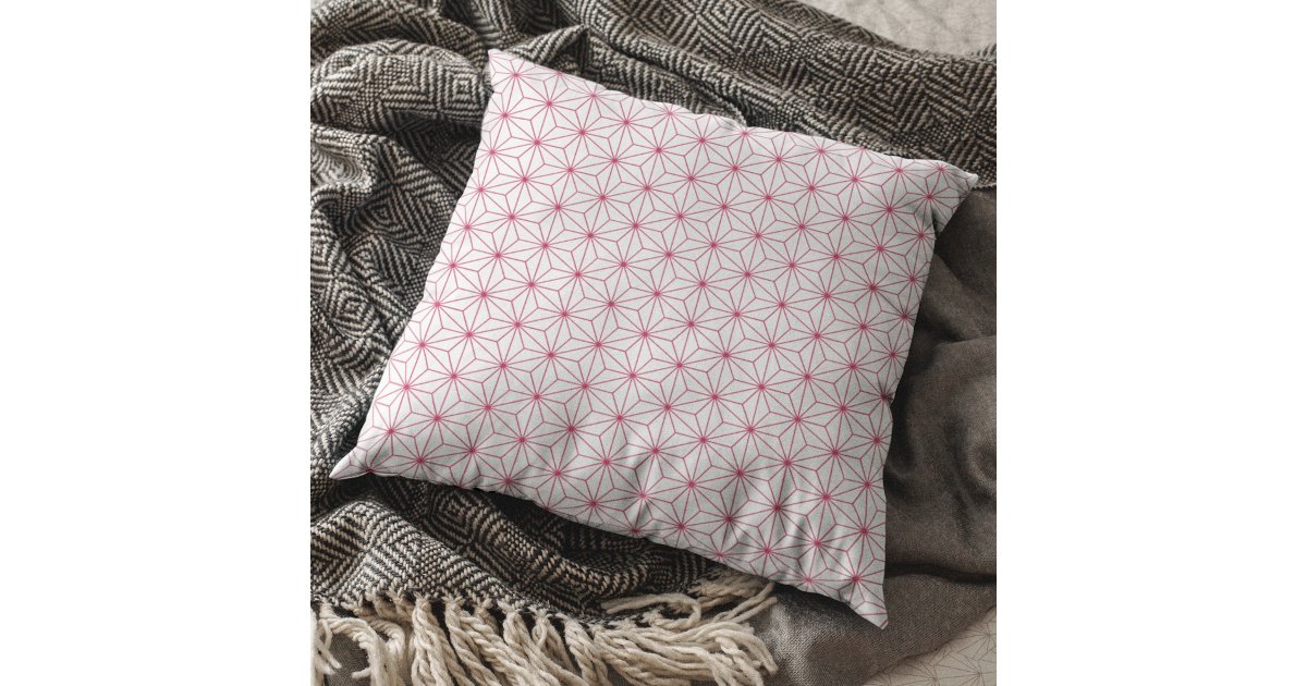 Modern White Viva Magenta Geometric Japanese Throw Pillow | Zazzle
