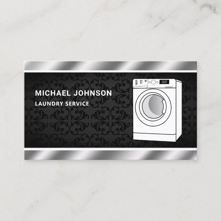 Modern White Washing Machine Laundry Service Business Card | Zazzle