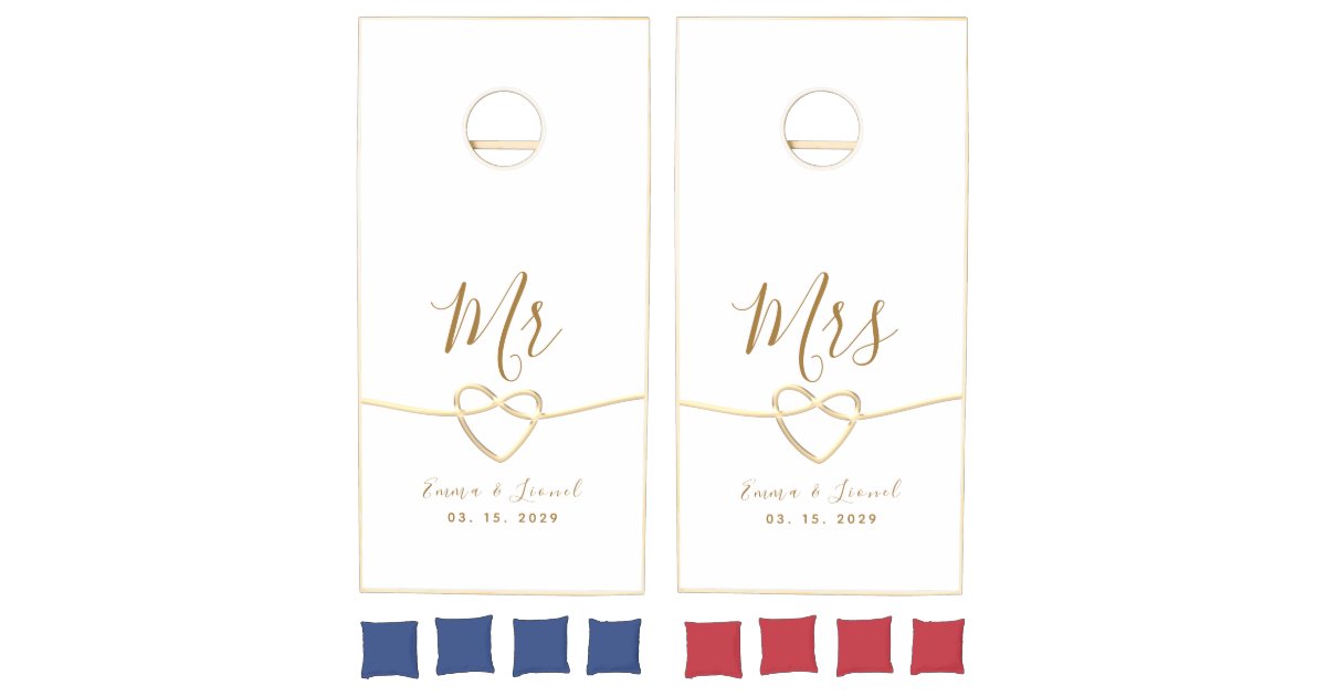 Modern White Wedding Cornhole Set | Zazzle